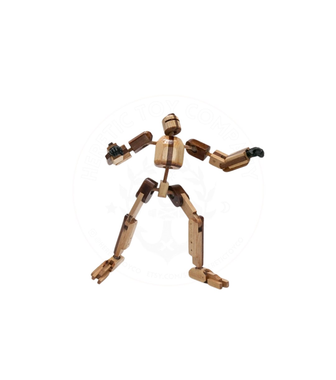 Wooden Action Figure, Robot Toy, Handcrafted Robot Toy With Pewter ...