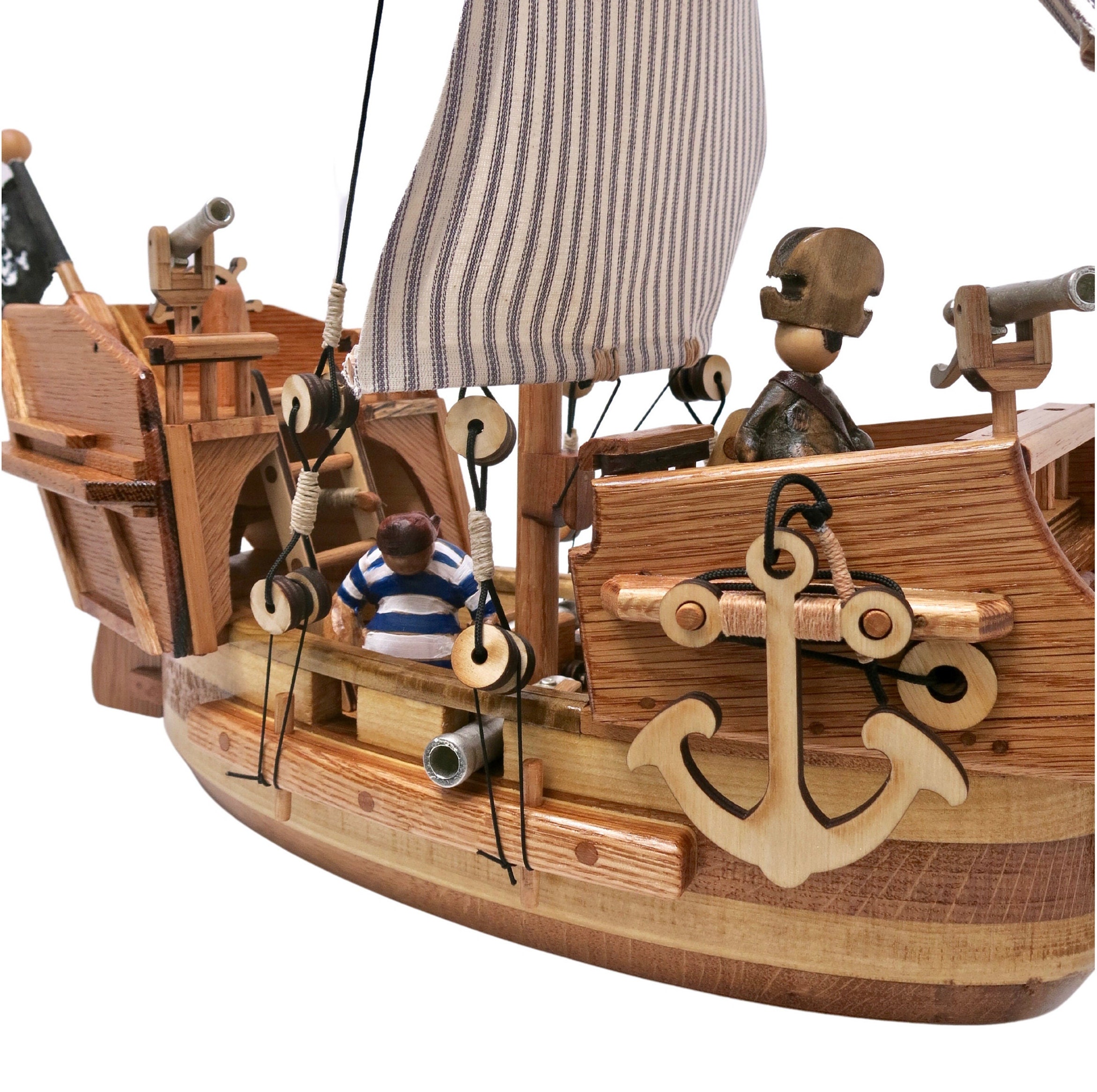 Pirate Wooden Toy Ship, Boat Toy Handcrafted Sturdy Design Eco-friendly ...
