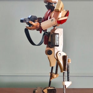 Handcrafted Wooden Articulated Action Figure With Porcelain Skull - Etsy