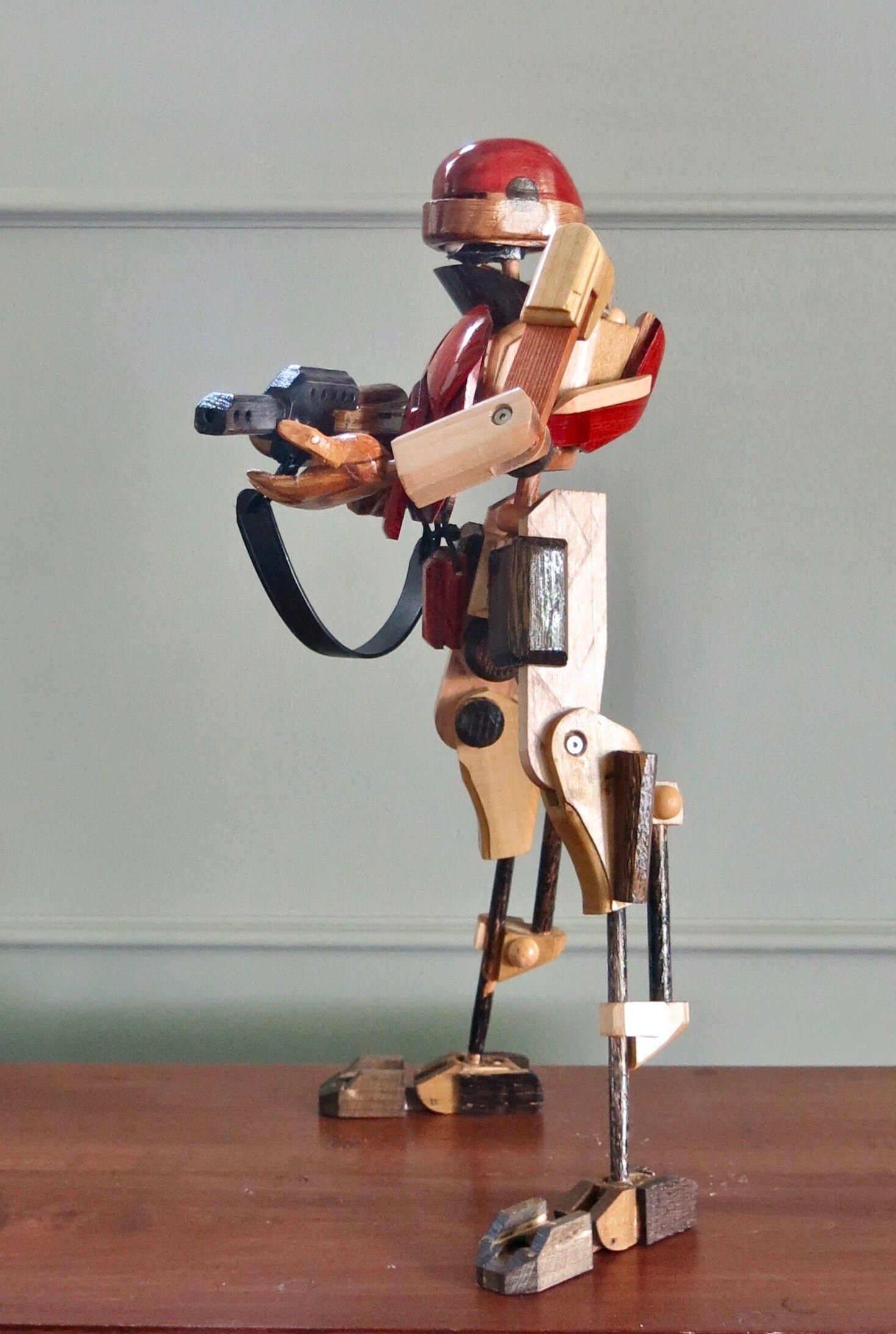 Handcrafted Wooden Articulated Action Figure With Porcelain Skull - Etsy