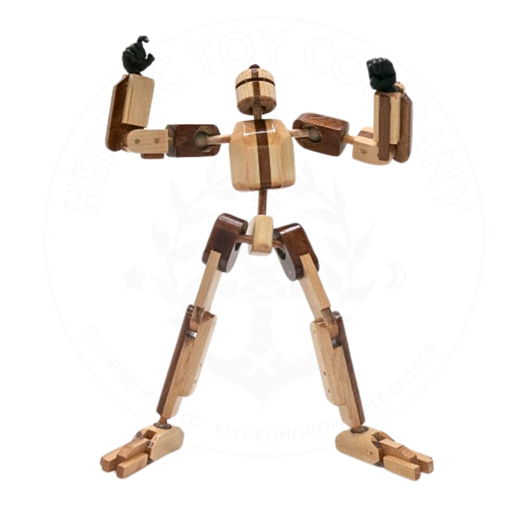 Wooden Toy, Wooden Robot, Wooden Action Figure, Handcrafted Toy With ...