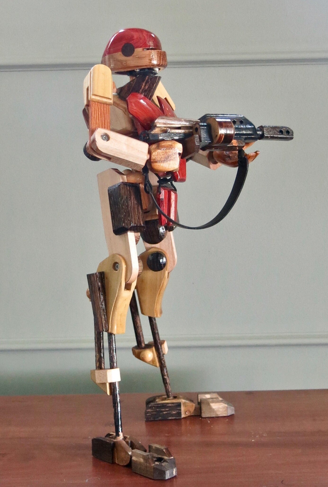 Handcrafted Wooden Articulated Action Figure With Porcelain Skull - Etsy