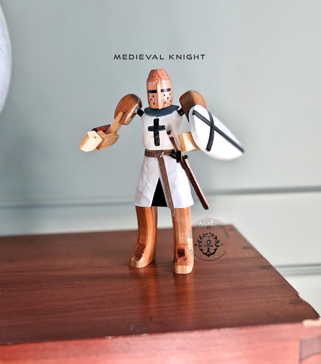 Wooden Medieval Knight Action Figure, Handcrafted Wooden Toy by Heretic ...