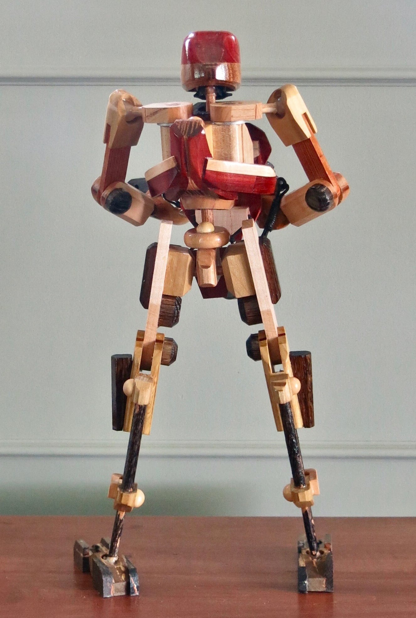 Handcrafted Wooden Articulated Action Figure With Porcelain Skull - Etsy