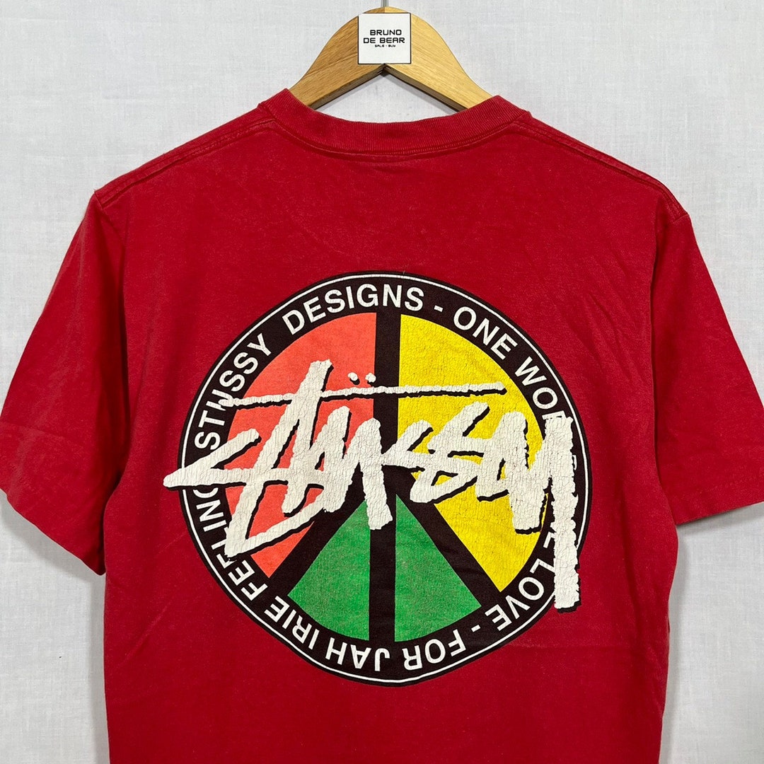 Vintage 90's STUSSY Rasta PEACE Shirt - Etsy