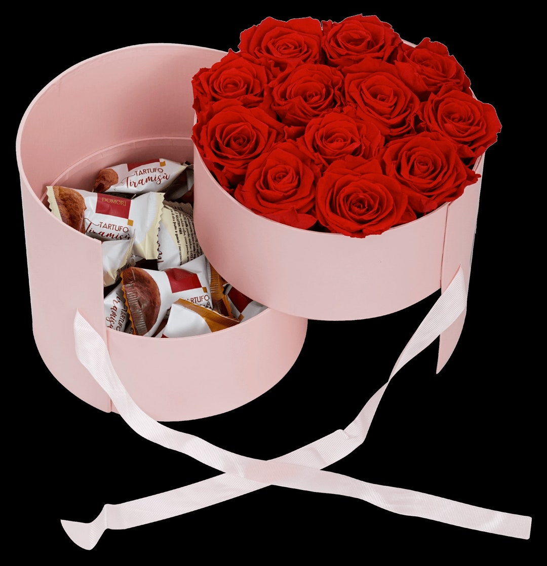 Sending Love Pink Double Gift Box eternal Roses & Chocolate - Etsy