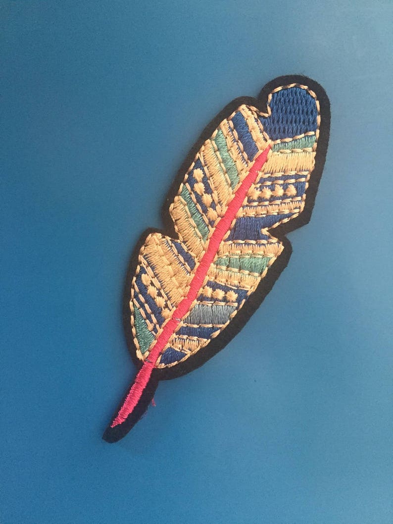 Feather Embroidered Iron on Patch, Feather Patch - Etsy