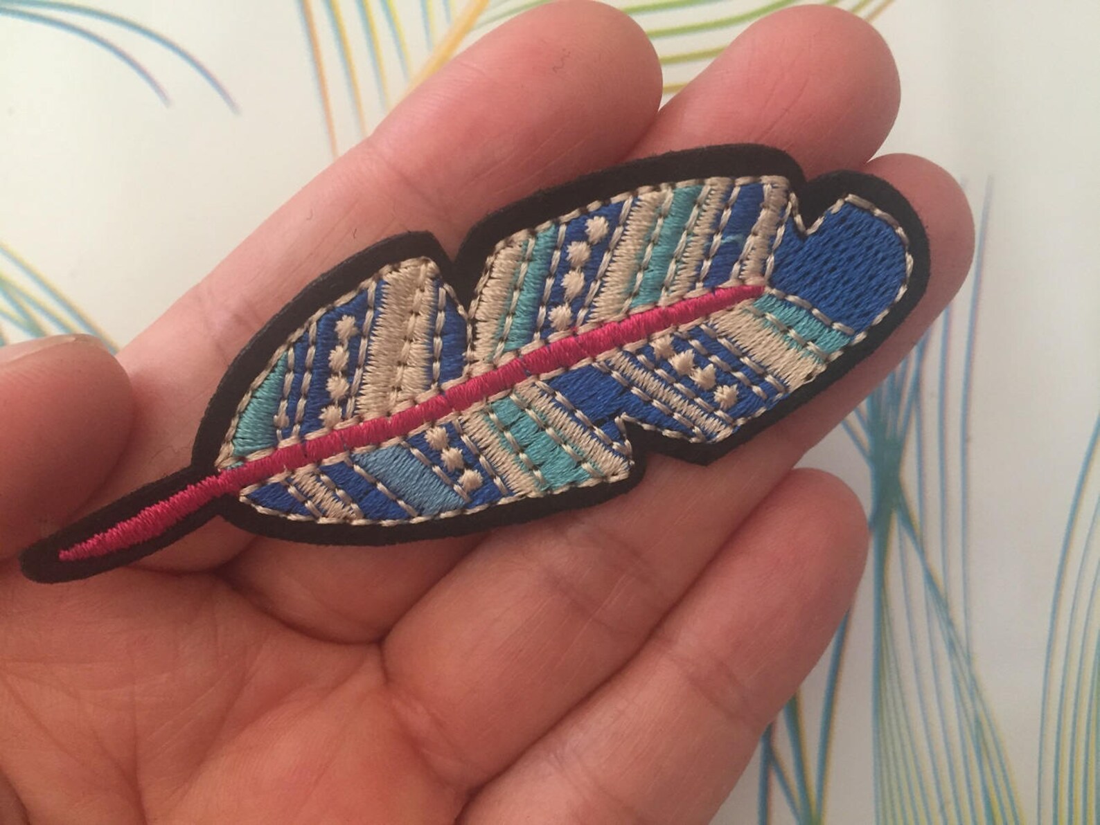 Feather Embroidered Iron on Patch, Feather Patch - Etsy