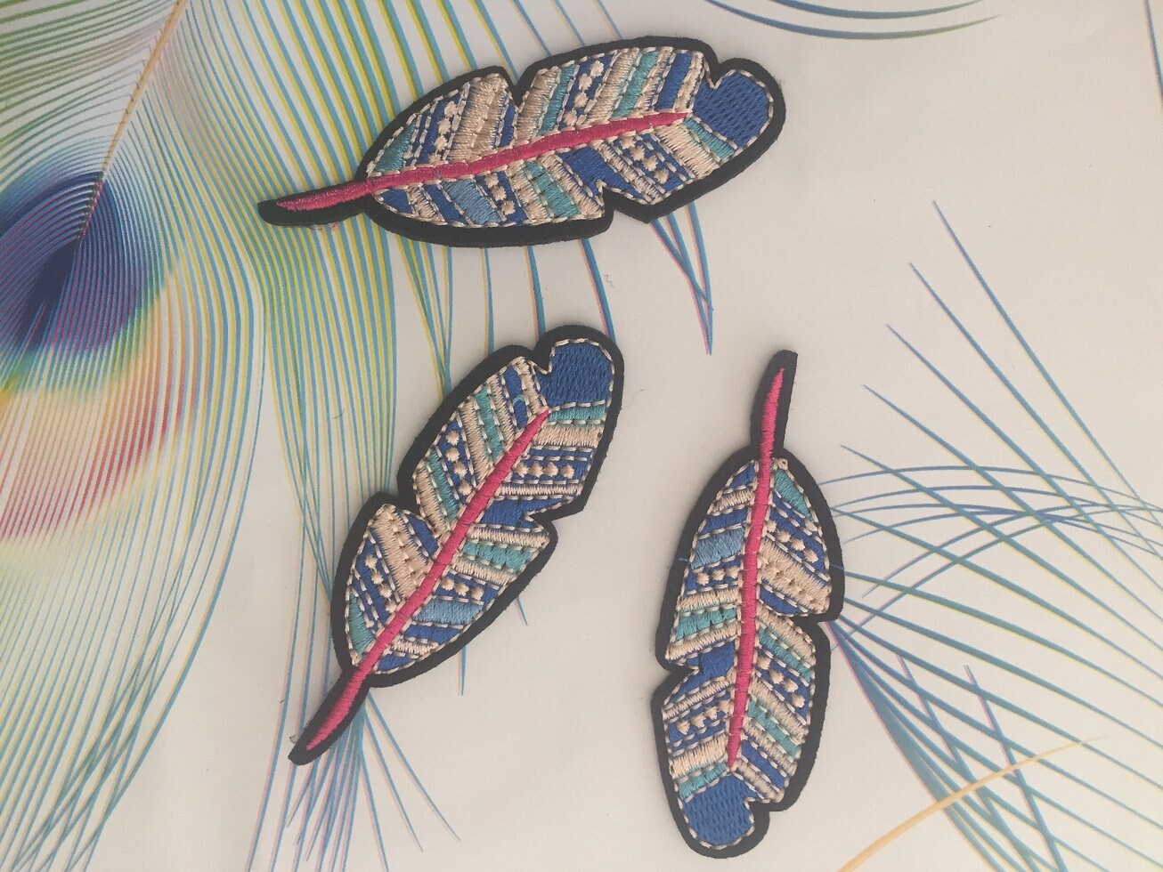 Feather Embroidered Iron on Patch, Feather Patch - Etsy