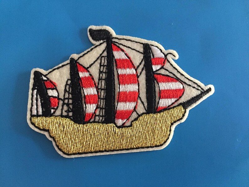 Boat Embroidered Iron on Patch, Boat Sewing Patch, Boat Patch - Etsy