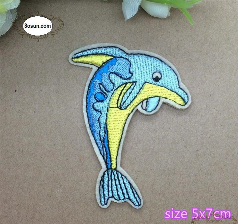 Fish Patch, Dolphin Embroidered Patch, Ocean Creatures Iron on Patch ...