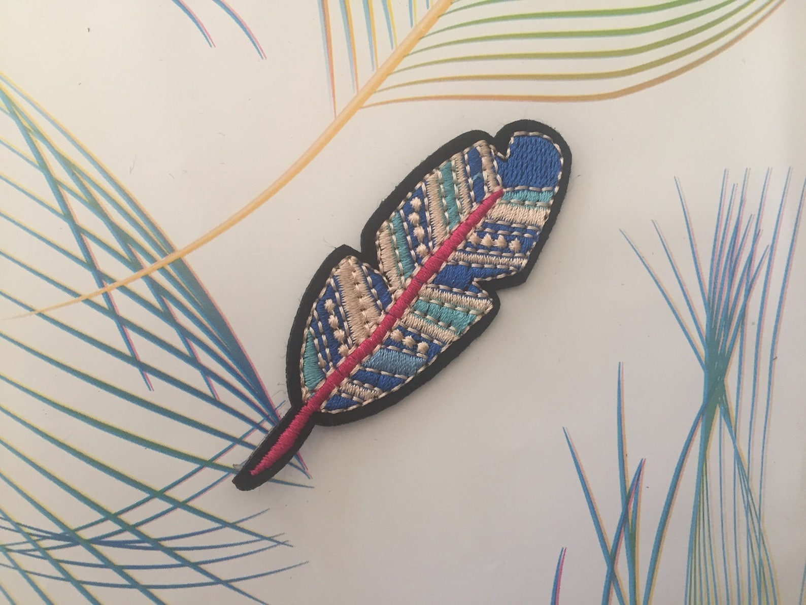 Feather Embroidered Iron on Patch, Feather Patch - Etsy