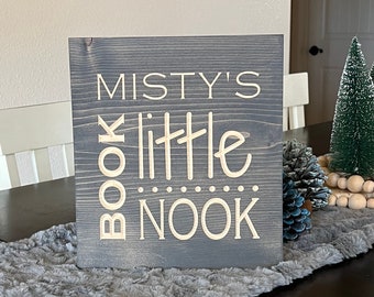 Wood Book Nook Sign - Etsy