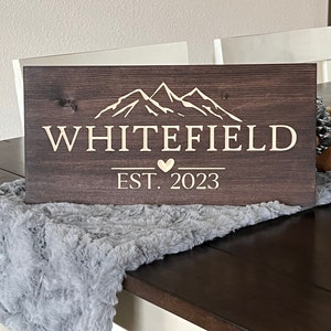 Personalized Engraved Mountain Wedding Heart Est Sign - Etsy
