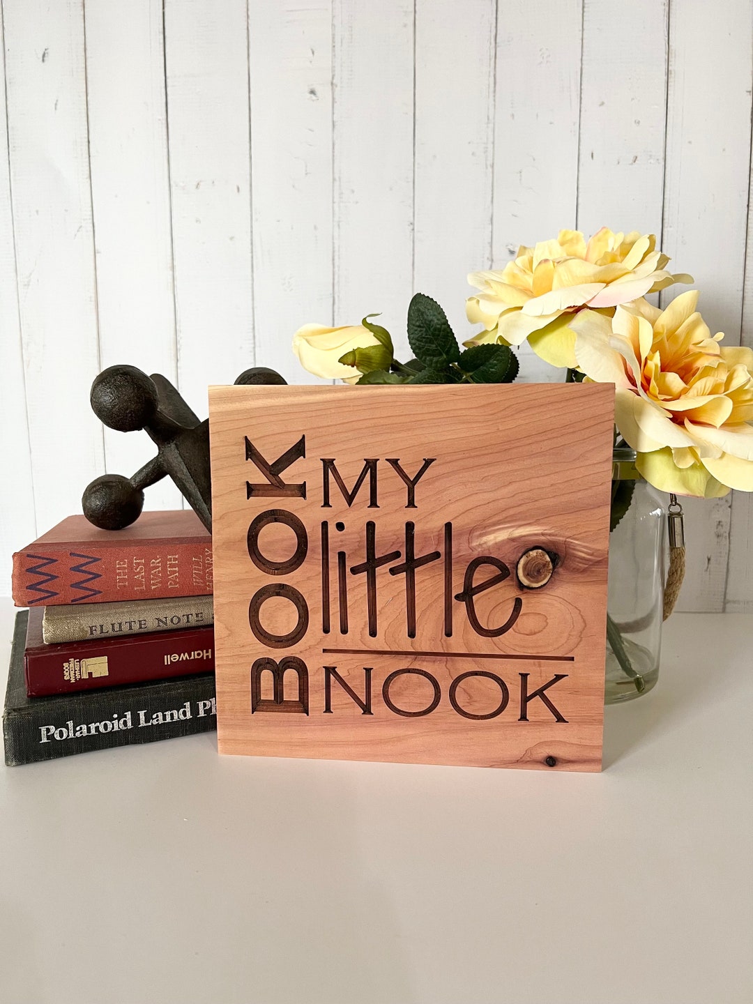 Laser Engraved My Little Book Nook Sign Eastern Red Cedar - Etsy