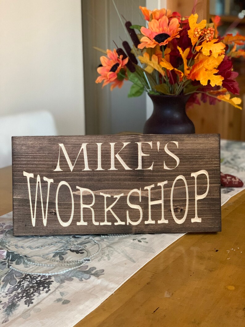 Personalized Engraved Workshop Sign | Etsy