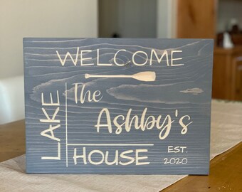 Personalized Engraved Welcome to Our Lake House Oar Sign | Etsy
