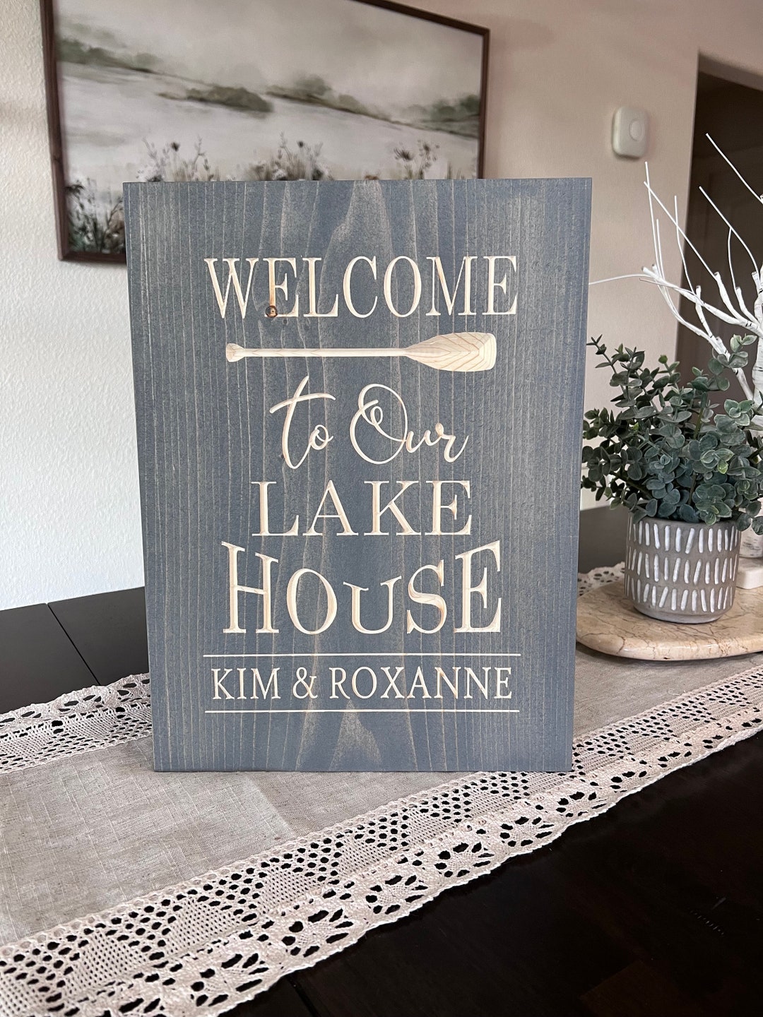 Personalized Engraved Welcome to Our Lake House Oar Sign - Etsy