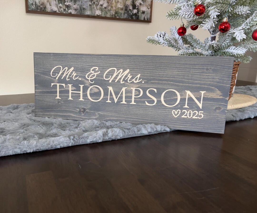 Personalized Engraved Mr. & Mrs. Sweet Heart Sign - Etsy