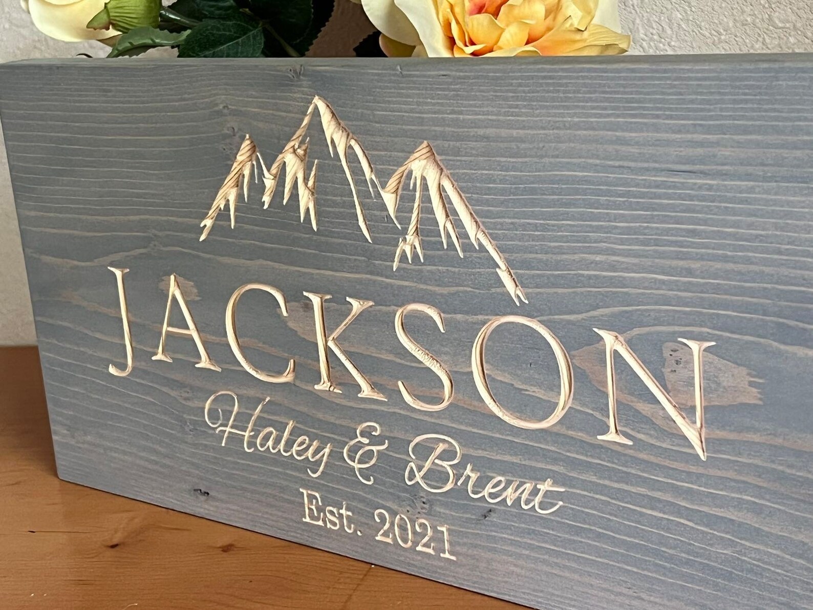 Personalized Engraved Mountain Wedding Sign - Etsy