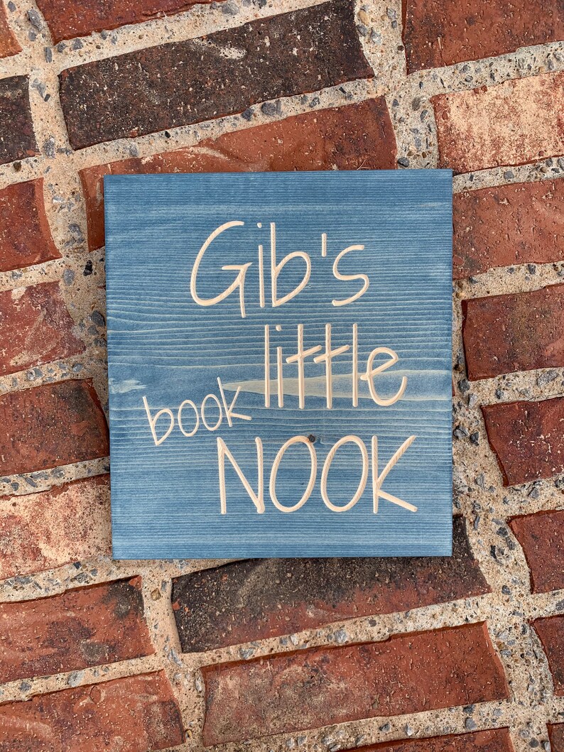 Personalized Engraved Book Nook Sign | Etsy