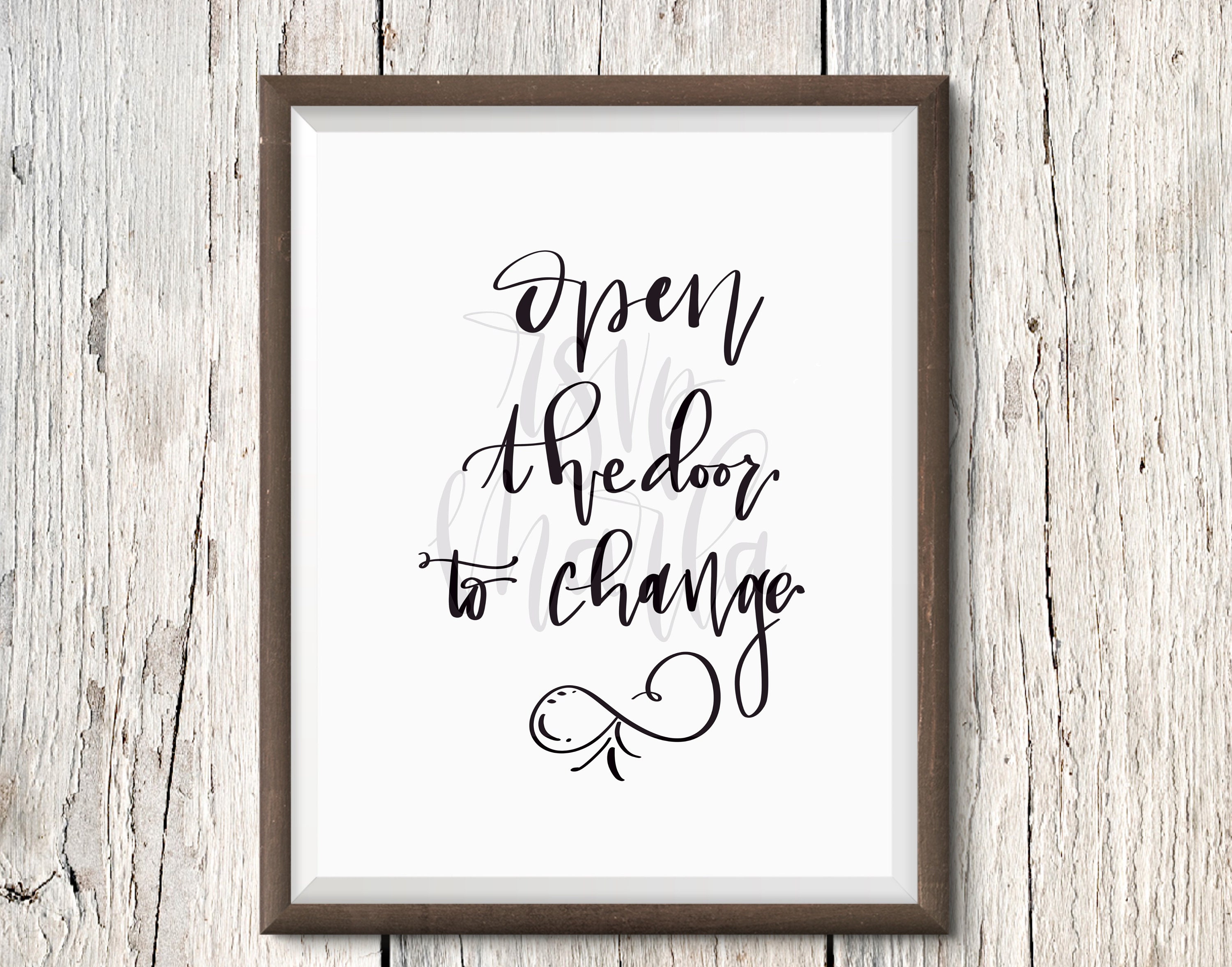 Brush Lettered open the Door to Change Downloadable Print 8 X 10 Black ...