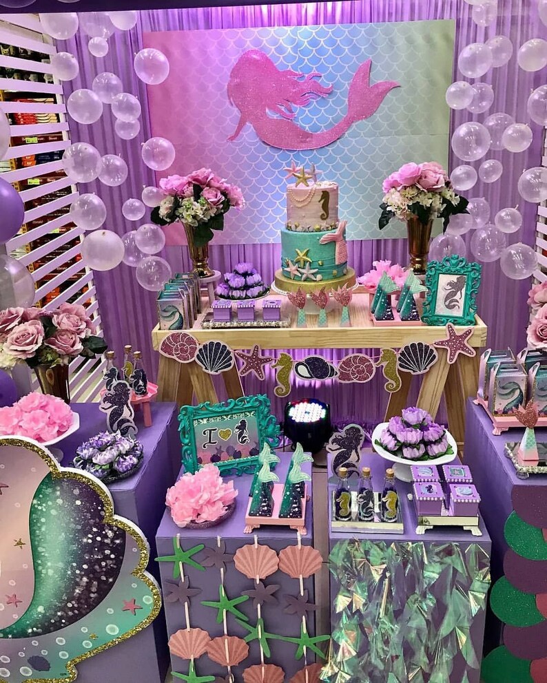 Mermaid Party Backdrop Party Backdrop 132cm X 92cm Mermaid - Etsy