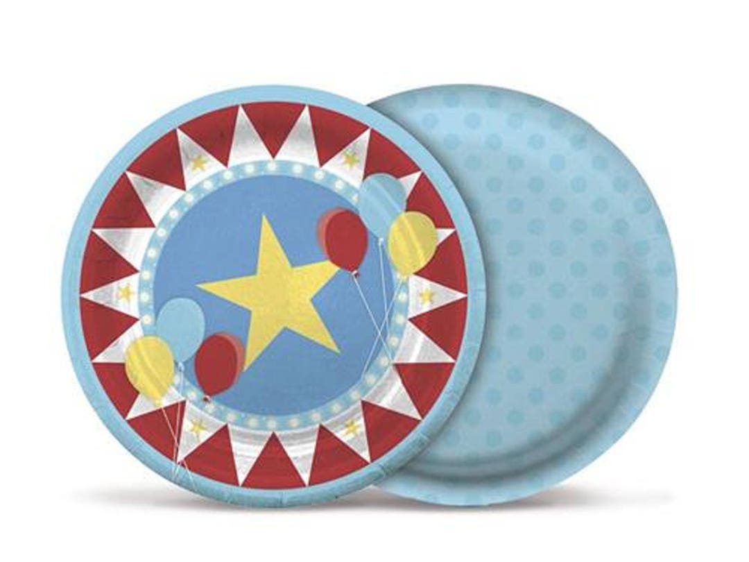 Circus Round Paper Plates Set of 16 Carnival Theme Party Supplies and ...