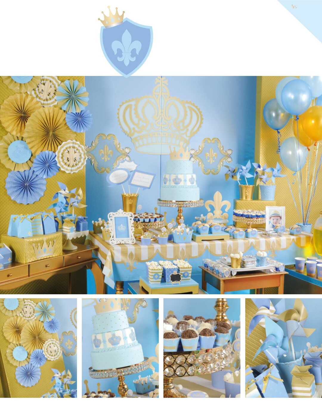 Prince Party Kit - 84 Items Free Birthday Cake Topper | Boy Baby Shower ...