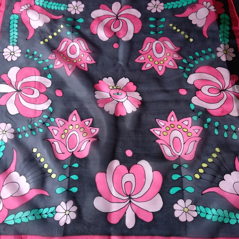 Hand Painted Silk Scarf Folklore Style. Old Matyo Motifs Are Painted ...