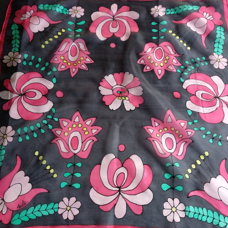 Hand Painted Silk Scarf Folklore Style. Old Matyo Motifs Are - Etsy