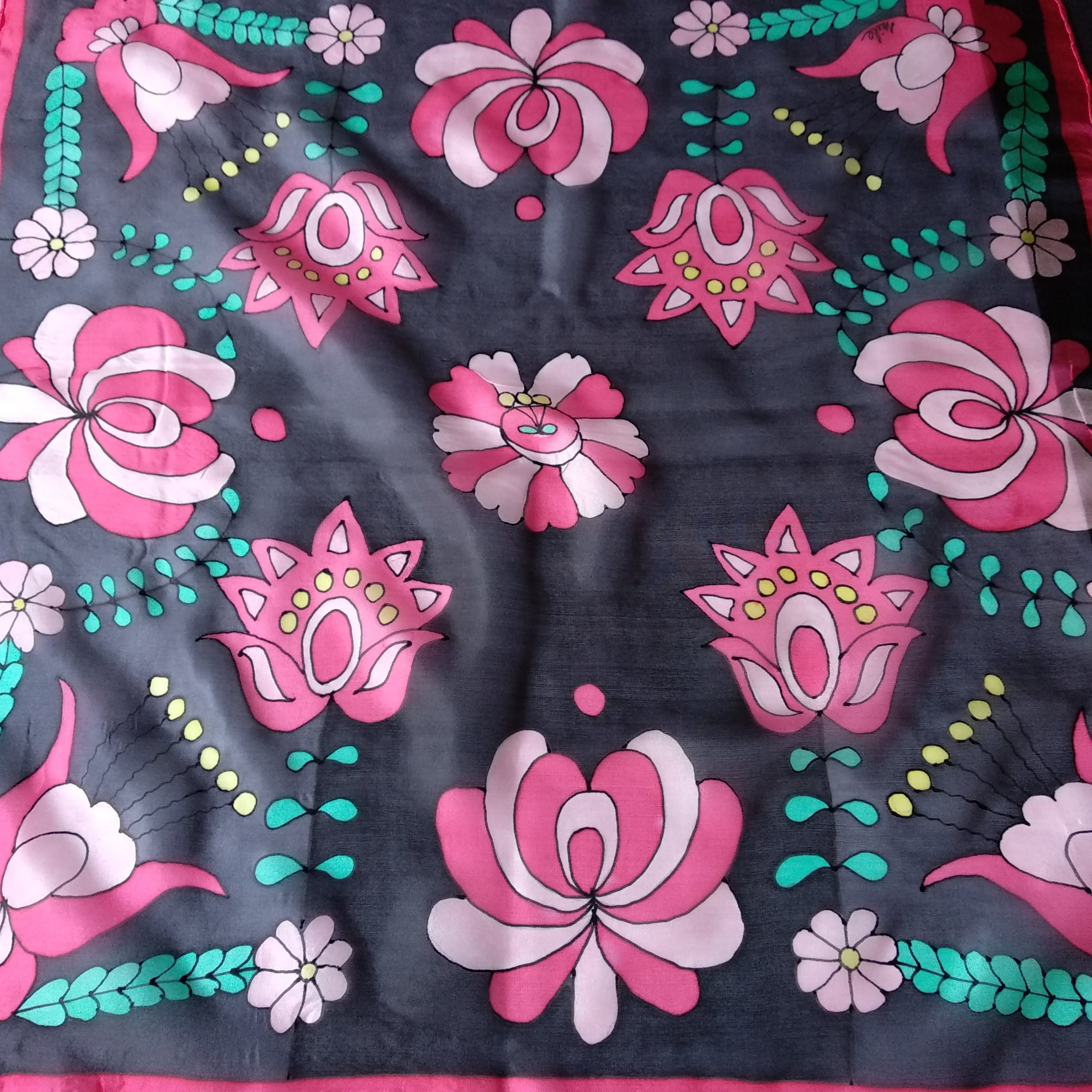 Hand Painted Silk Scarf Folklore Style. Old Matyo Motifs Are - Etsy