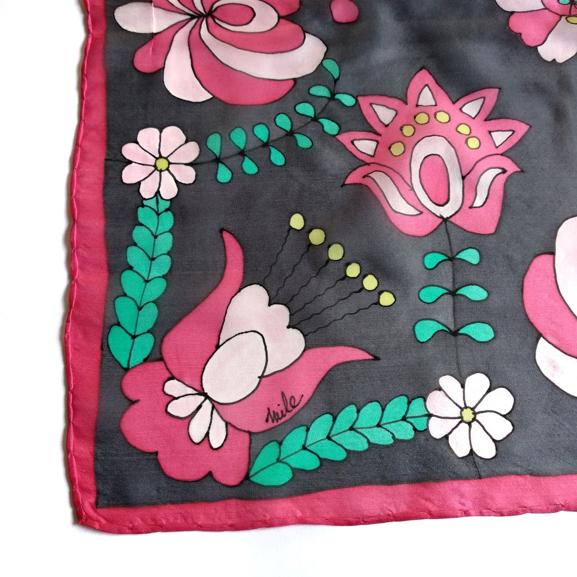 Hand Painted Silk Scarf Folklore Style. Old Matyo Motifs Are - Etsy