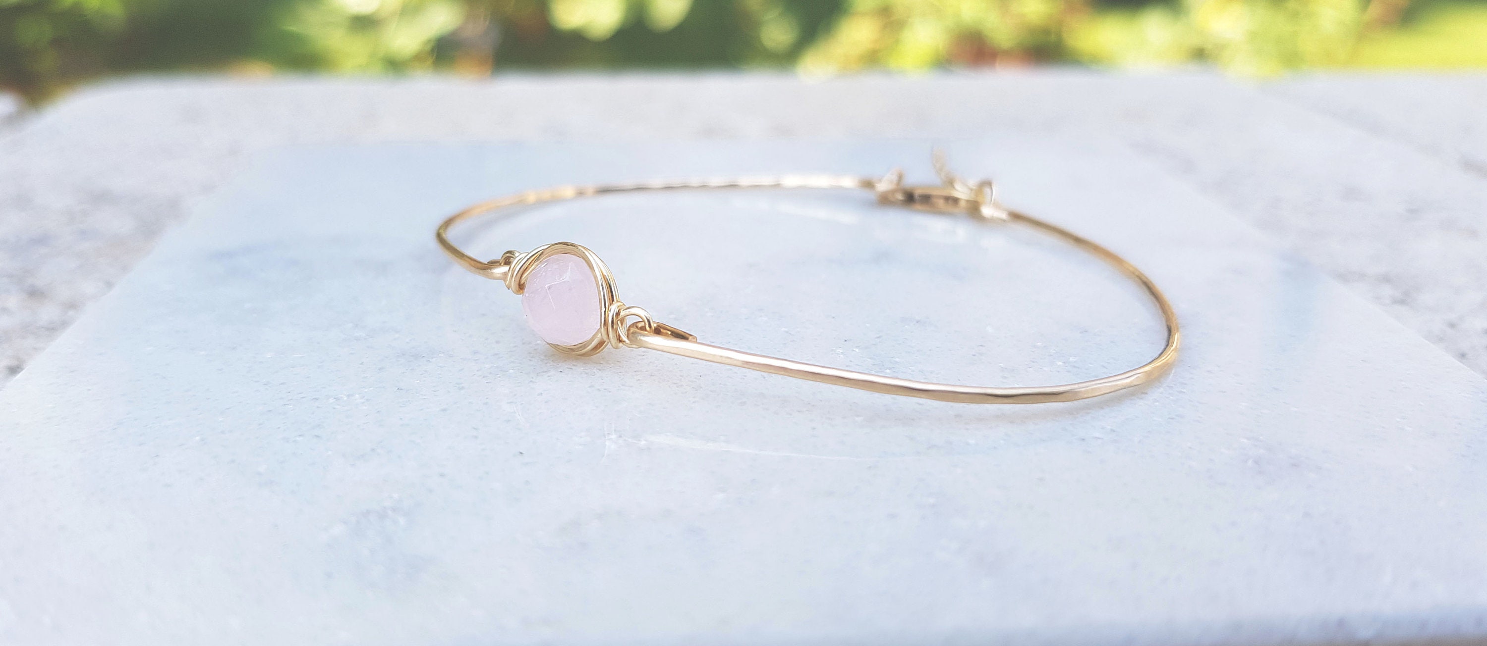 14k Gold Rose Quartz Bracelet Rose Quartz Jewelry Gold | Etsy
