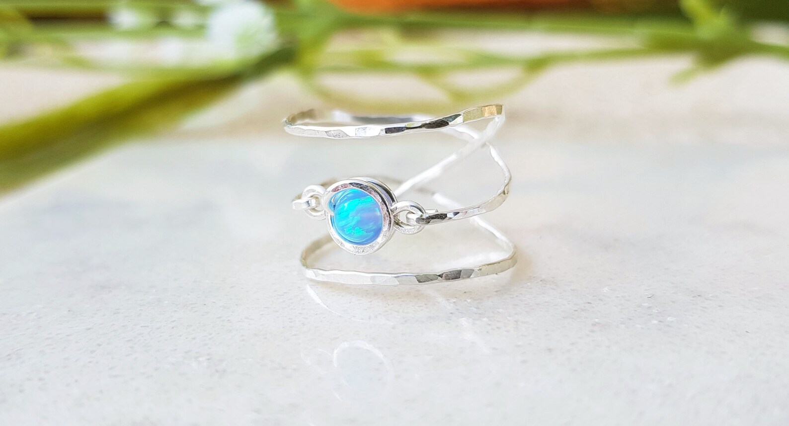 Natural Blue Opal Ring,sterling Silver Opal Ring,14k Gold Opal Ring ...