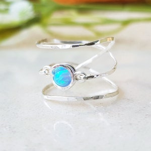 Natural Blue Opal Ring,sterling Silver Opal Ring,14k Gold Opal Ring ...
