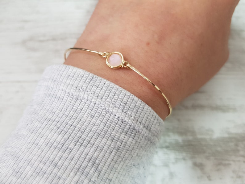 14k Gold Rose Quartz Bracelet Rose Quartz Jewelry Gold - Etsy