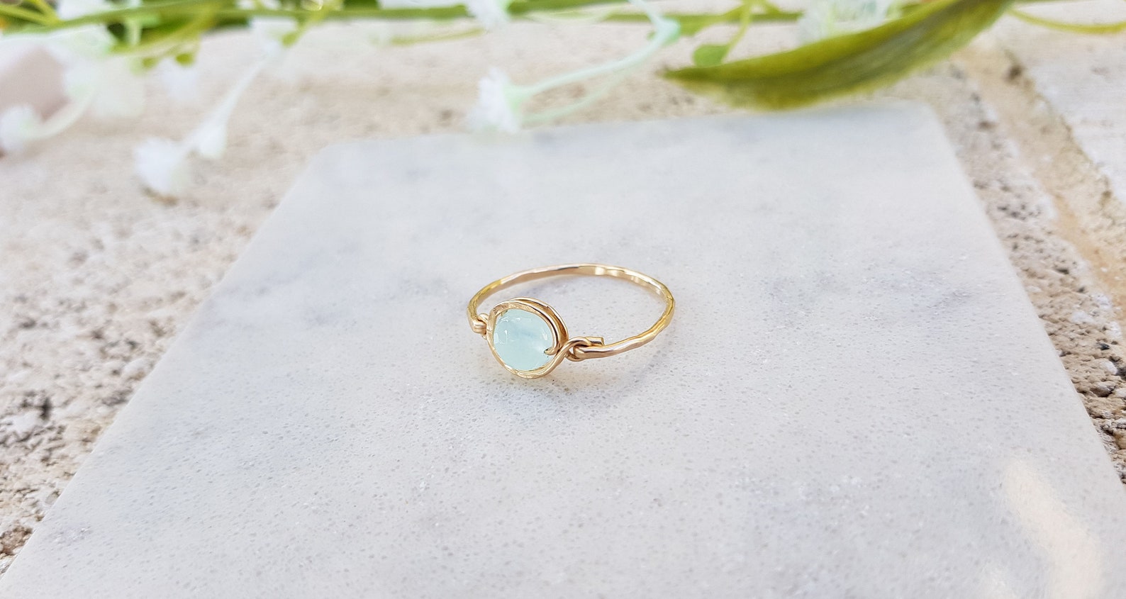 Birthstone Ring,march Birthstone,light Turquoise Ring,minimal Ring,gold ...