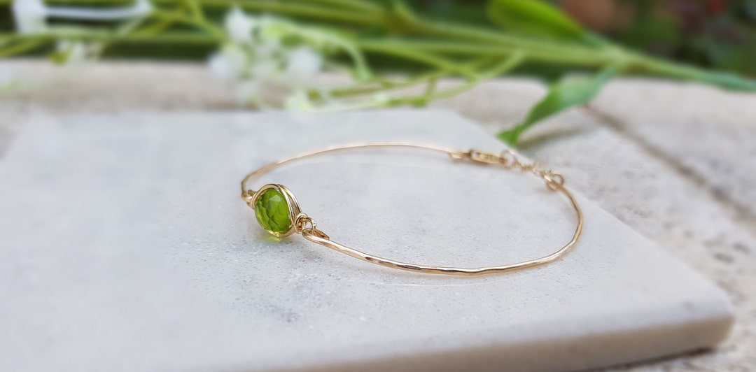 August Birthstone Bracelet,raw Peridot Bracelet,gemstone Bracelet,raw ...