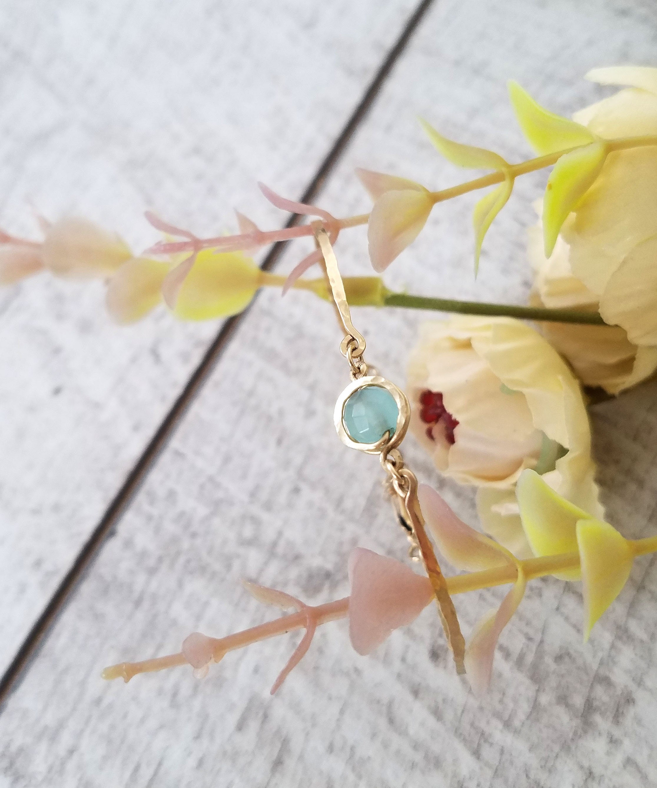Dainty Blue Gold Bracelet, Minimal Bracelet, Aqua Blue Bracelet, Gold ...