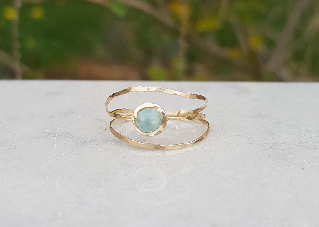 Dainty Blue Gold Ring,minimal Ring,aqua Blue Ring,14k Gold Ring ...