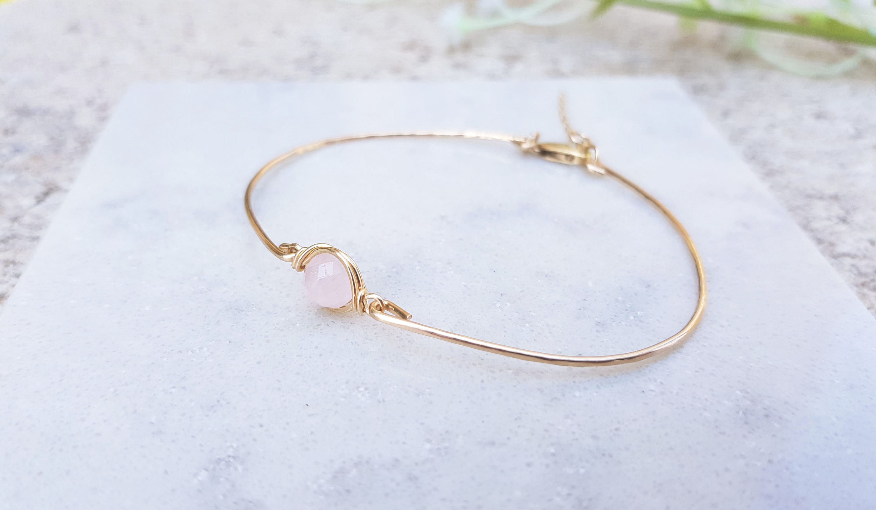 14k Gold Rose Quartz Bracelet Rose Quartz Jewelry Gold | Etsy