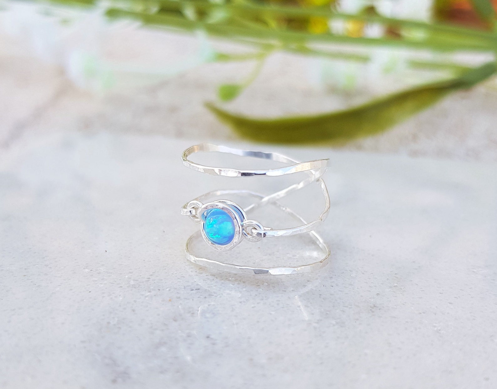 Natural Blue Opal Ring,sterling Silver Opal Ring,14k Gold Opal Ring ...
