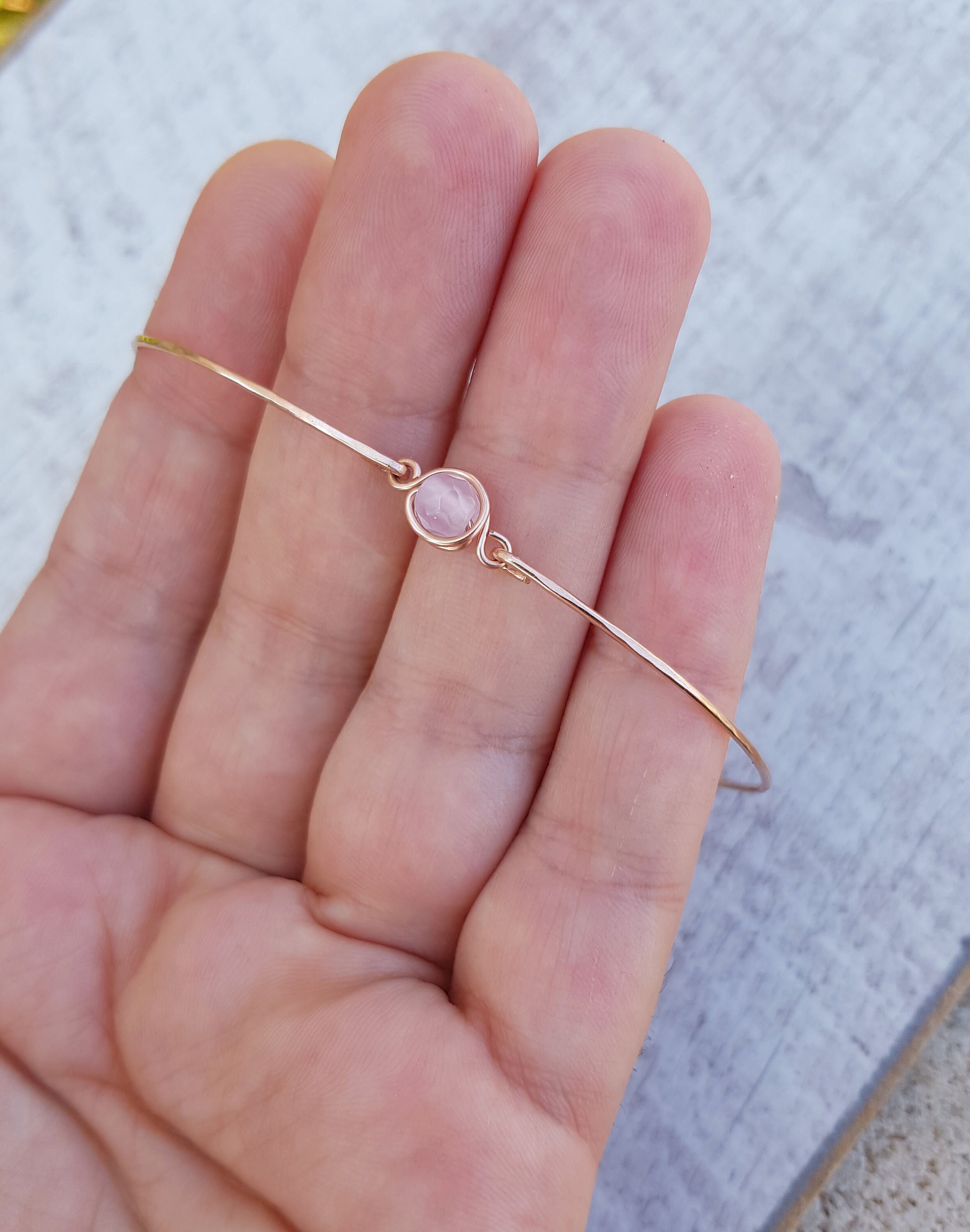 14k Rose Goldrose Quartz Braceletrose Quartz Jewelry Gold - Etsy Israel