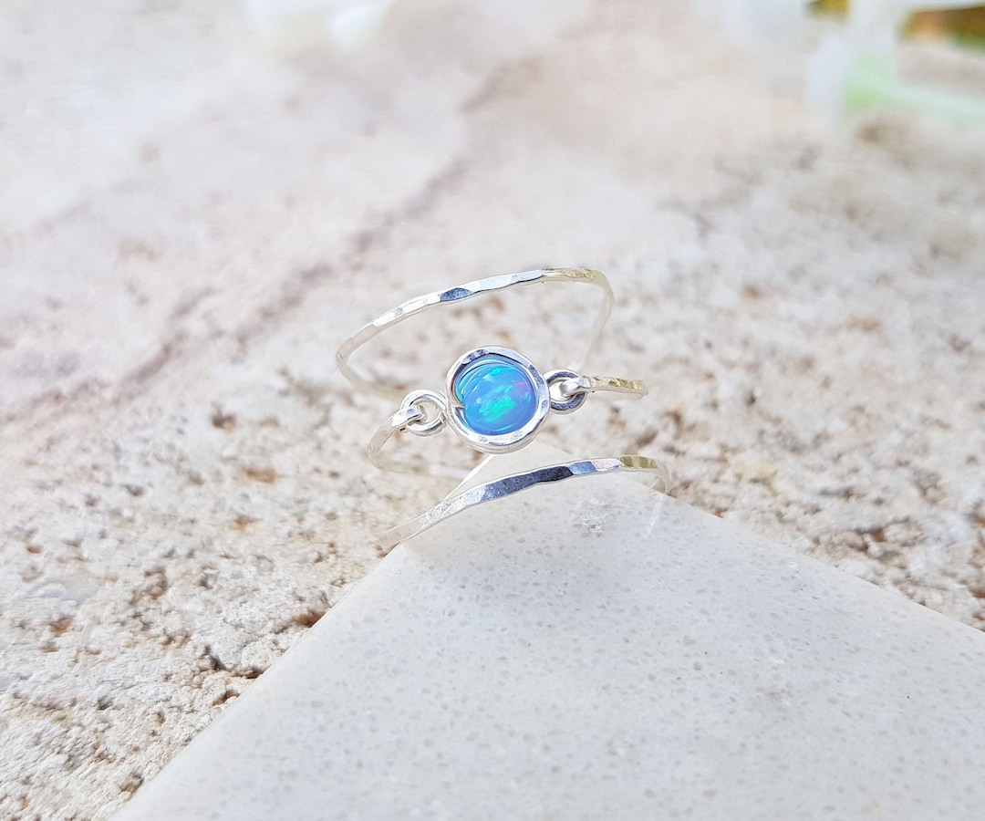Natural Blue Opal Ring,sterling Silver Opal Ring,14k Gold Opal Ring ...