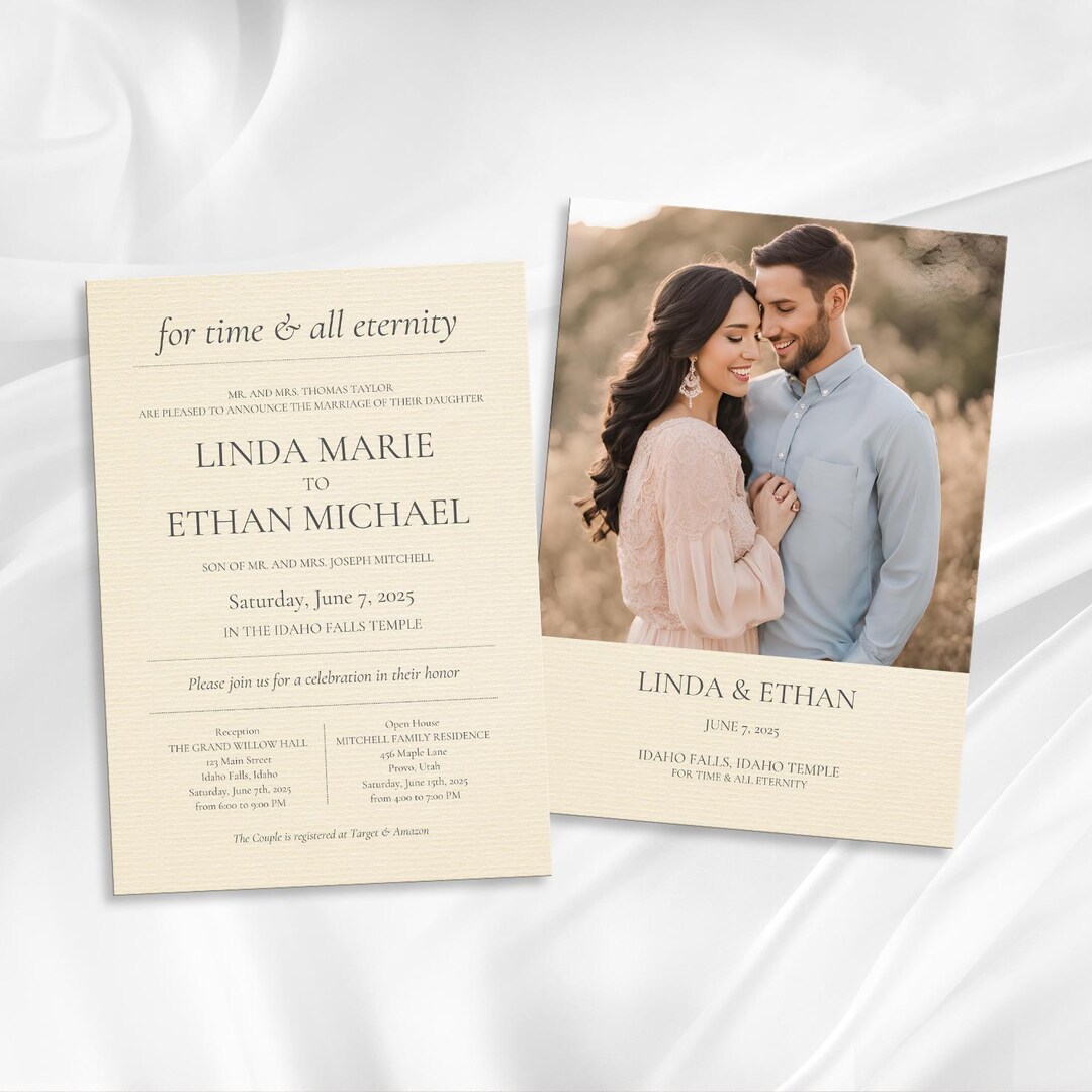 Editable LDS Wedding Invitation Template Customizable With Canva ...