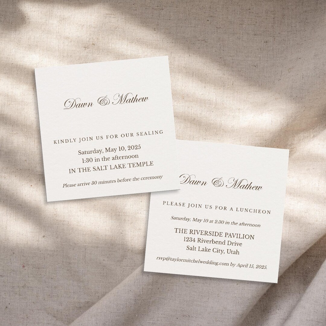 Elegant Square Sealing Invitation Insert | LDS Temple Wedding Invite ...