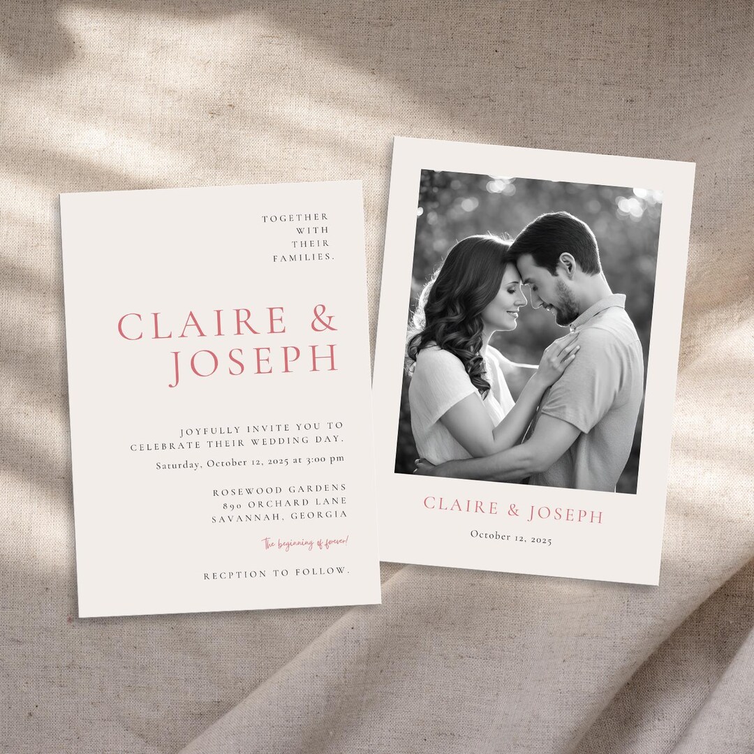 Classical Wedding Invitation Template - Editable in Canva, Light Gray ...