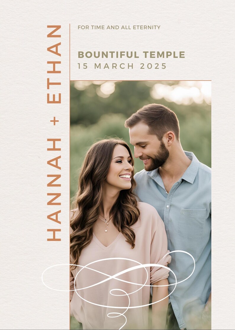 LDS Temple Wedding Invitation Template | Copper Paper Texture | Modern ...