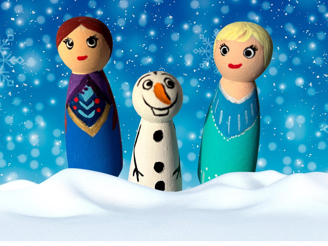 Frozen Inspired Character Peg People, Elsa, Anna and Olaf. Disney ...